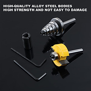 Yueqing Zhongji Rabbet Router Bit 1/4 Inch with 6 Bearings,Interchangeable and Adjustable Bearing (Multiple Depths 1/8", 1/4", 5/16", 3/8", 7/16", 1/2") Carbide Tipped Rabbeting Router Bit Set for