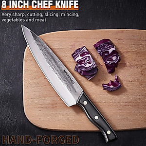 Naitesen 4PCS Butcher Knife Set Hand Forged Meat Cleaver Chef Knife Boning Knife Utility Knife Very Sharp for Meat Cutting Butcher Chopping for Home Cooking