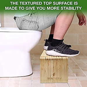 Sereneify Poop with Ease, Feel The Peace Bamboo Toilet Stool for Adults - Healthy Portable Poop Stool for Bathroom | Non-Slip, Easily Foldable Wooden Bathroom Stool (7.5 Inch)