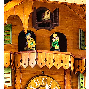 Kintrot Cuckoo Clock Black Forest Quartz Wall Clock Pendulum Movable Bird, Dancers, Watermill, Wood Chopper