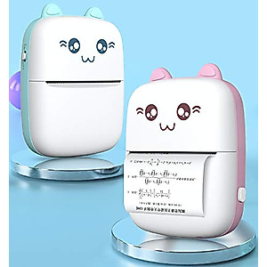 Greaked Mini Printer Portable Pocket Thermal Printer with Rolls Paper USB Cable, Bluetooth Wireless Smart Printer for Retro-Style Photos Pictures Receipts Study Notes Labels Lists Memo
