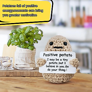 Airevesket Mini Funny Positive Potato, Cute Wool Funny Knitted Positive Potato, Positive Gifts Funny Gifts Positive Potato for New Year Gift Birthday Gifts Party Decoration Encouragement