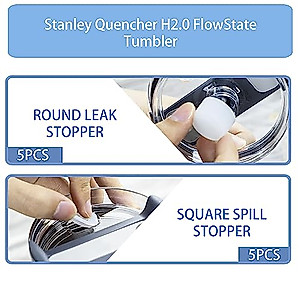 10 Pieces Spill Stopper for Stanley 40 oz/ 30 oz Tumbler with Handle, Silicone Leak Stopper Compatible with Stanley Quencher H2.0 FlowState Tumbler 40 oz for Leak Proof