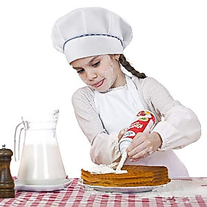 SUNLAND Kids Apron And Hat Set Children Chef Apron For Cooking Baking Painting White(S:3-6 Years)¡­