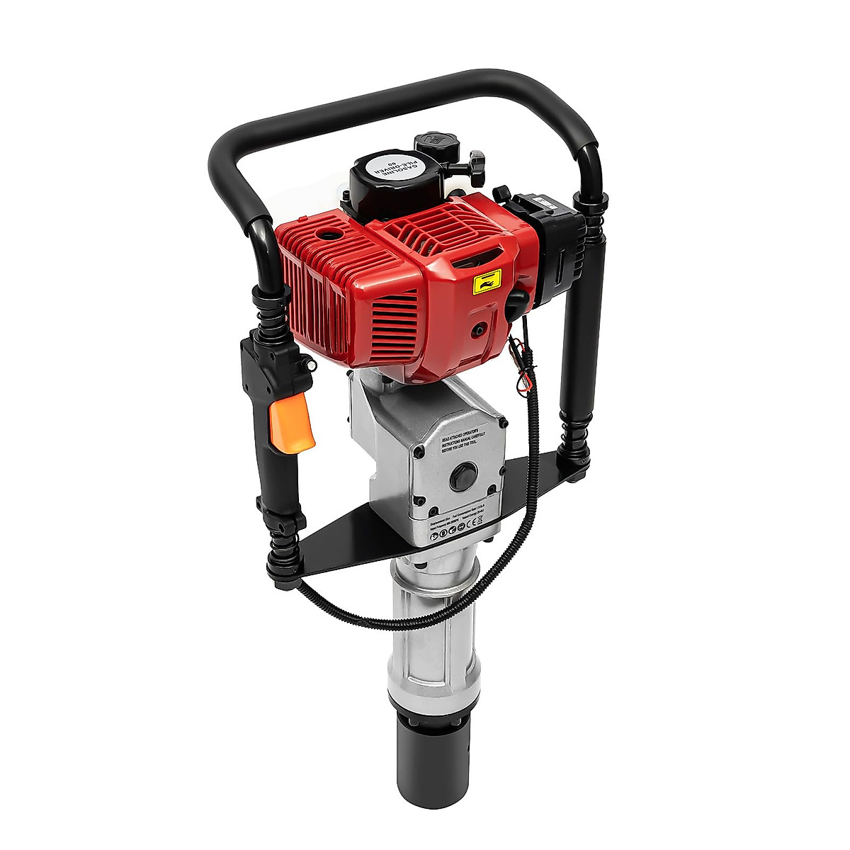 52CC Gas Powered T-Post Driver with Air-Cooled Cooling System 1900W Portable Petrol Piledriver Single Cylinder Gasoline Petrol Garden Fencing Tool Machine for Professional, Daily Household