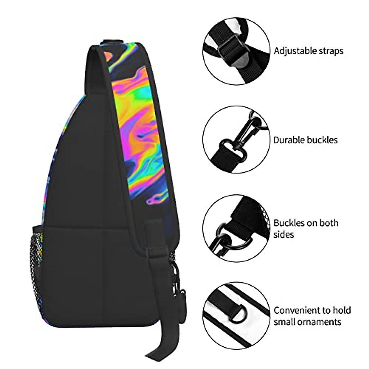 Psychedelic Trippy Sling Backpack,Casual Crossbody Shoulder Backpack Sling Bag Chest Daypack for Men Women Sport Hiking Gym