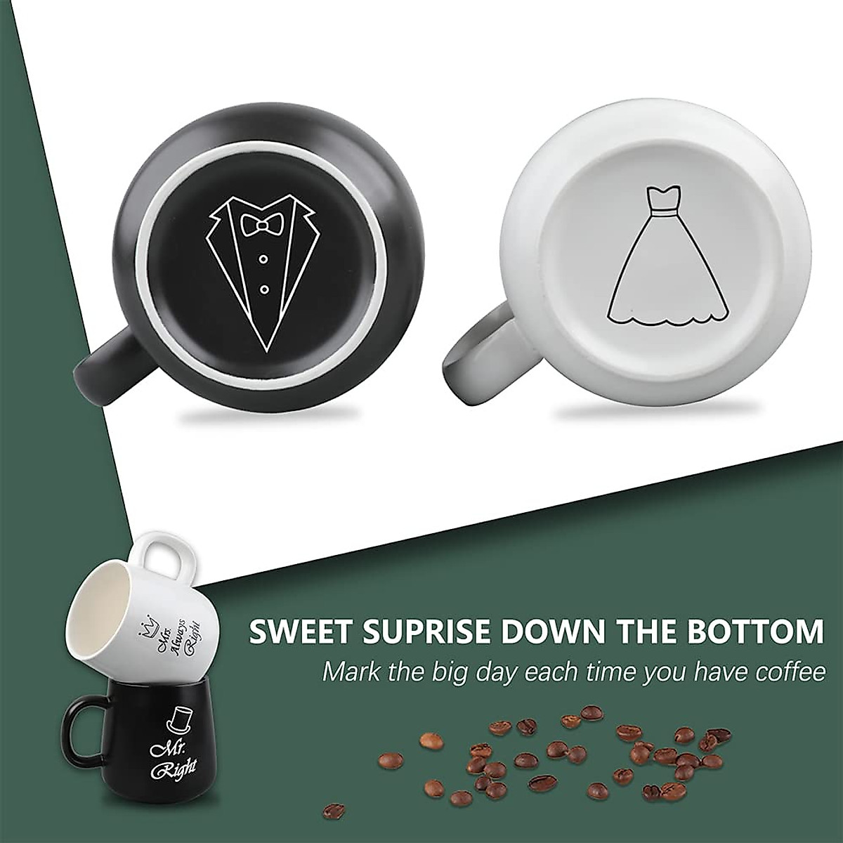 MCleanPin Mr Right Mrs Always Right Coffee Mugs,Couple Gifts,Wedding Gidts,Couple Mugs Bridal Shower Gifts for Bride And Groom,Engagement Gifts