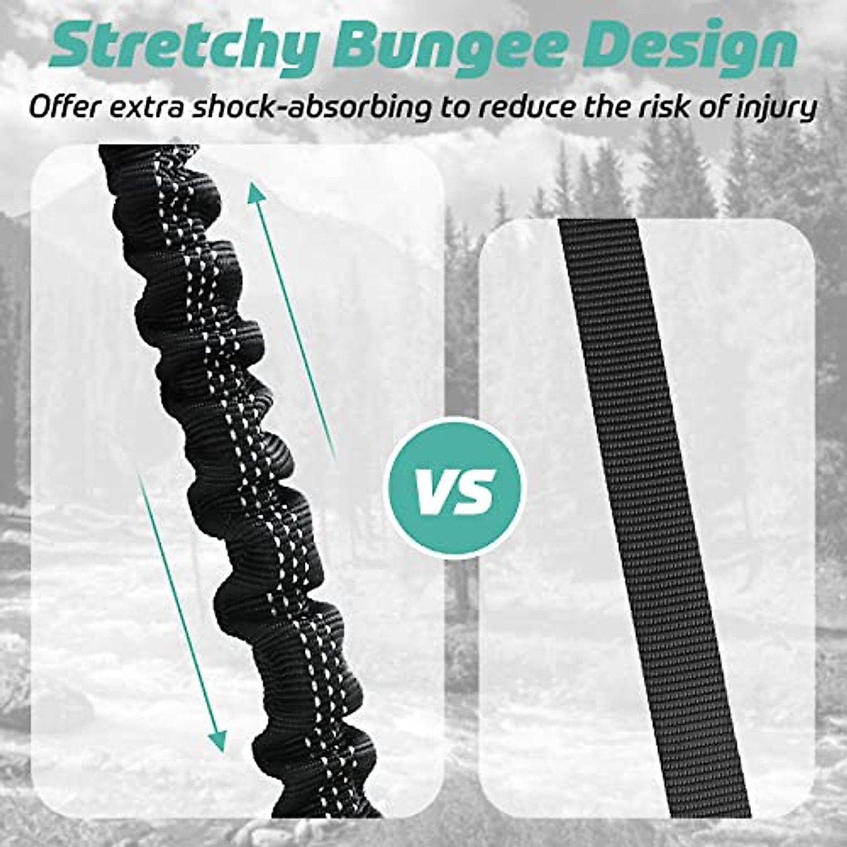 rabbitgoo Tactical Dog Leash, Bungee Dog Training Leash with Shock Absorption, Military Dog Leash with 2 Padded Control Handles for Medium Large Dogs, 4-5.2FT