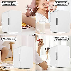 ZHENROAD Mini Fridge, 8L/8 Can Skincare Fridge, Portable 110V AC/ 12V DC Cooler and Warmer Refrigerators for Beverage, Cosmetics, Office Bedroom, Desk & College Dorm Room(White)
