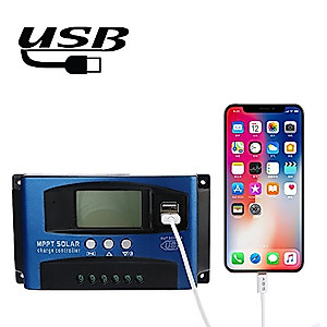 noband 100A MPPT Solar Panel Regulator Charge Controller 12V/24V Auto Focus Tracking with Dual USB Port LCD Display for Lead Acid Batteries (one Size)