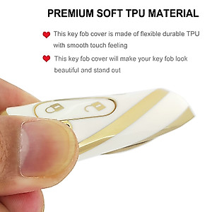 chyoekey Key Fob Cover for Honda with Keychain Soft TPU Car Key Shell Case Protector Compatible with Honda Accord/Civic/CR-V/Fit/Odyssey/Pilot/Ridgeline/CR-Z (White)