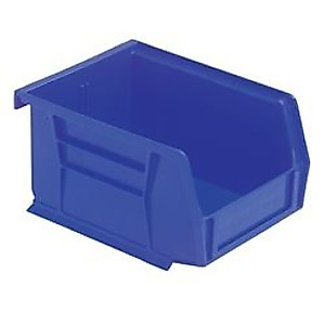 AKRO-MILS 30220BLUEAM Logistics 7 3/8" 4 1/8 X 3" Stacking and Hanging Storage Bin, Blue