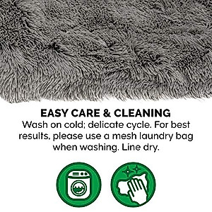 Furhaven Self-Warming Cat Bed for Indoor Cats, 4-Beds-in-1 & Washable - Plush Long Faux Fur Convertible Cuddler - Gray, Large, 35.5"L x 30.0"W x 0.5"Th