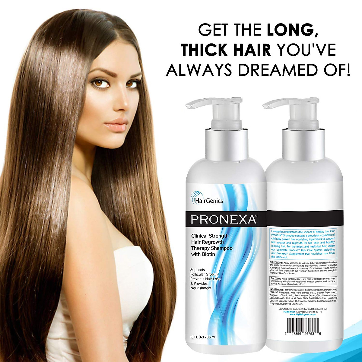 Hairgenics Pronexa Clinical Strength Hair Growth & Regrowth Therapy Hair Loss Shampoo With Biotin, Collagen, and DHT Blockers for Thinning Hair, 8 fl. oz.