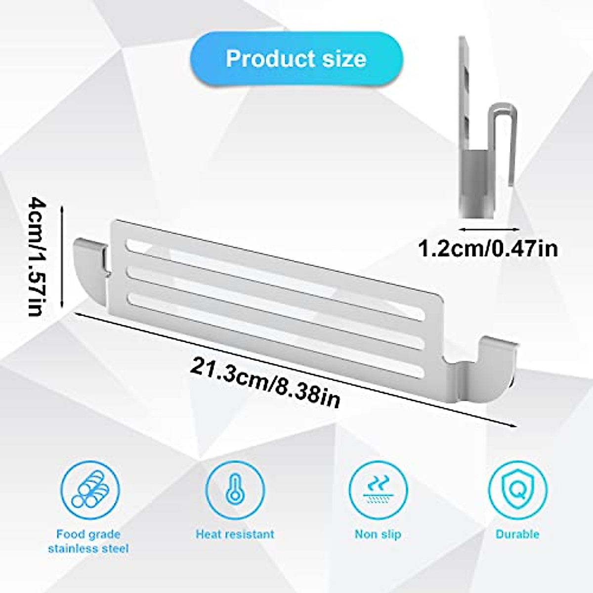 2pcs Spatula Holder for Blackstone Griddle, Stainless Steel Griddle Spatula Holder Clip on Edge Silver BBQ Spatula Rack Compatible with Camp Chef Royal Gourmet and Other Griddles