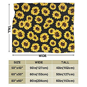 JASMODER Throw Blanket Sunflower Soft Microfiber Lightweight Cozy Warm Blankets for Couch Bedroom Living Room