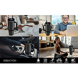 AFINSEA 40oz Tumbler with Handle,Insulated Tumbler with Lid and Straw,Double Wall Vacuum Stainless Steel Travel Mug Iced Coffee Car Cup for Hot and Cold Beverage(Night)