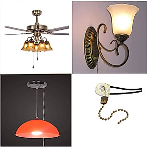 Pull Chain Switch, ZE-109 Ceiling Fan Light Switch, On-Off Speed with Pull Chain Compatible with Ceiling Light Fans, Lamps and Wall Lights. (Bronze)