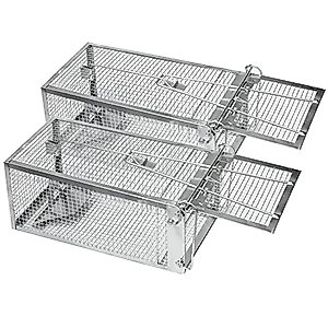 2-Pack Humane Rat Cage Traps, Live Mouse Rat Traps Catch and Release for Indoor Outdoor, Small Animals Traps, Easy to use, Pet Safe ( 10.6"x 5.5"x 4.5" )