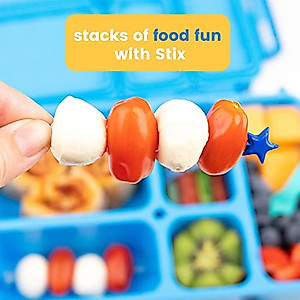 Kids Bento Lunch Box Blue Accessories Kit, BPA FREE with Lifetime Replacement Guarantee, 18 Piece Set includes Food Picks, Wrap Bands, Forks and Spoons, reusable Silicone Cups