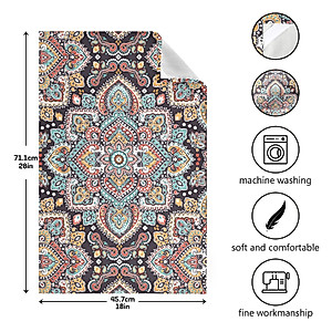 MNSRUU Kitchen Towels Dishcloths Sets 4Pcs with Hanging Loop, Indian Floral Paisley Absorbent Kitchen Décor Cleaning Hand Towel Tea Towels for Farmhouse Kitchen Dishes Tea Home