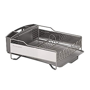 KitchenAid Full Size Dish Rack, Light Grey & OXO Good Grips SimplyTear Paper Towel Holder - Stainless Steel
