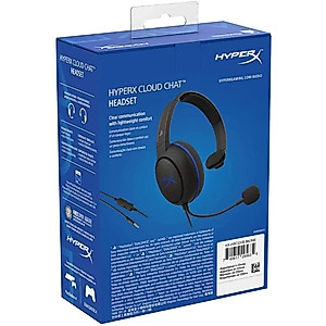 HyperX Cloud Chat Headset – Official PlayStation Licensed for PS4, Clear Voice Chat, 40mm Driver, Noise-Cancellation Microphone, Pop Filter, In-Line Audio CONTROLS, Lightweight, Reversible