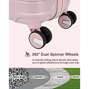 Somago Hardside Spinner Carry On Suitcase Lightweight Luggage Sets with TSA Lock (Nude Pink,14/20)