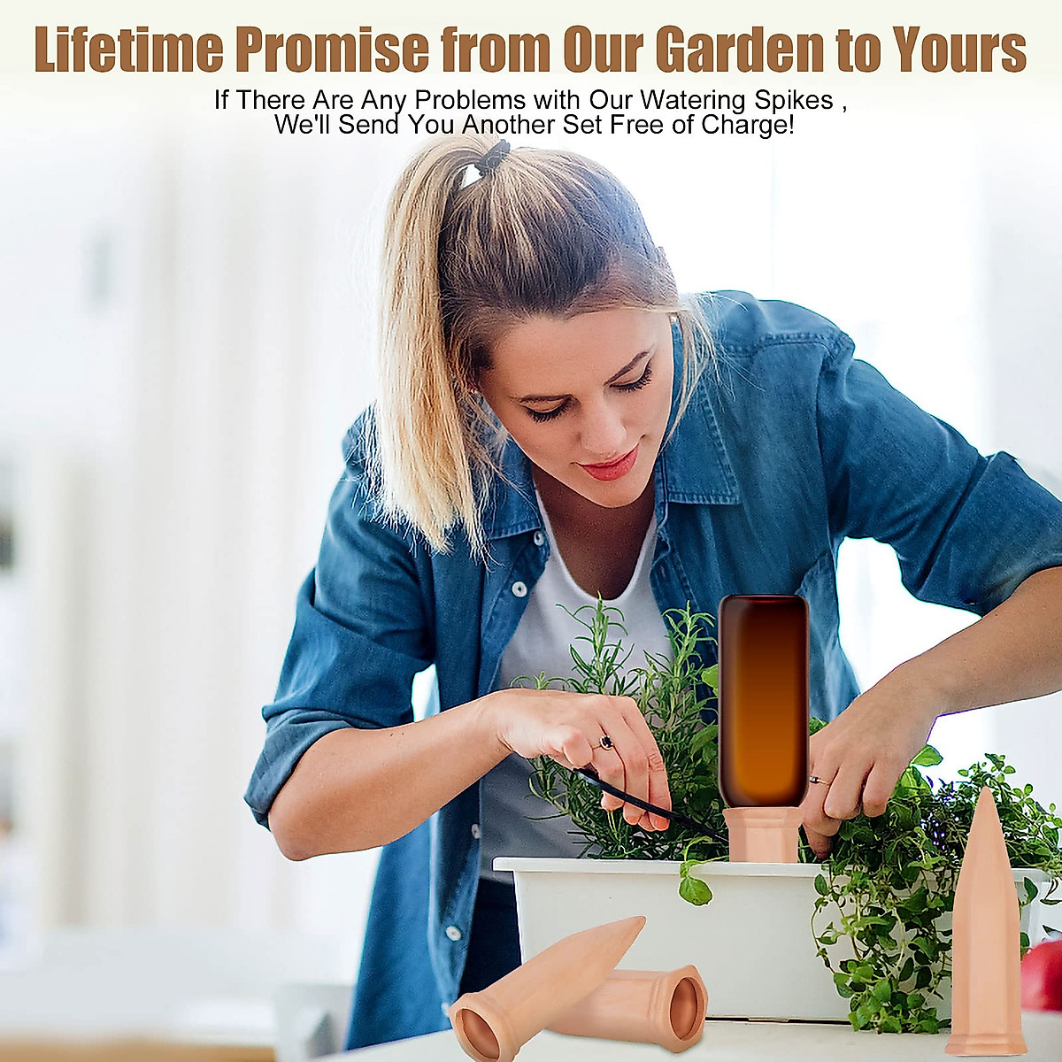 APPD Terracotta Watering Stakes15 Pack Automatic Plants Watering Devices Terracotta Self Watering Spikes for Wine Bottles Great for Indoor & Outdoor Plants