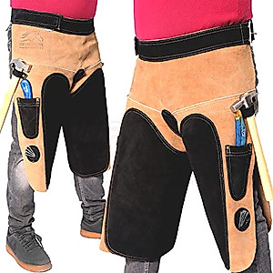 Equine Care Farrier Apron 2 Knife Pocket, 2 Nail Magnet & 2 Hammer Loop Horse Shoeing Leather Chaps 25 Inches- 63CM
