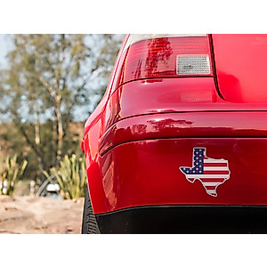 Car Bumper Sticker Magnet Sign - 5x5 in. Refrigerator Tool Box Magnets Texas State Map American USA Flag