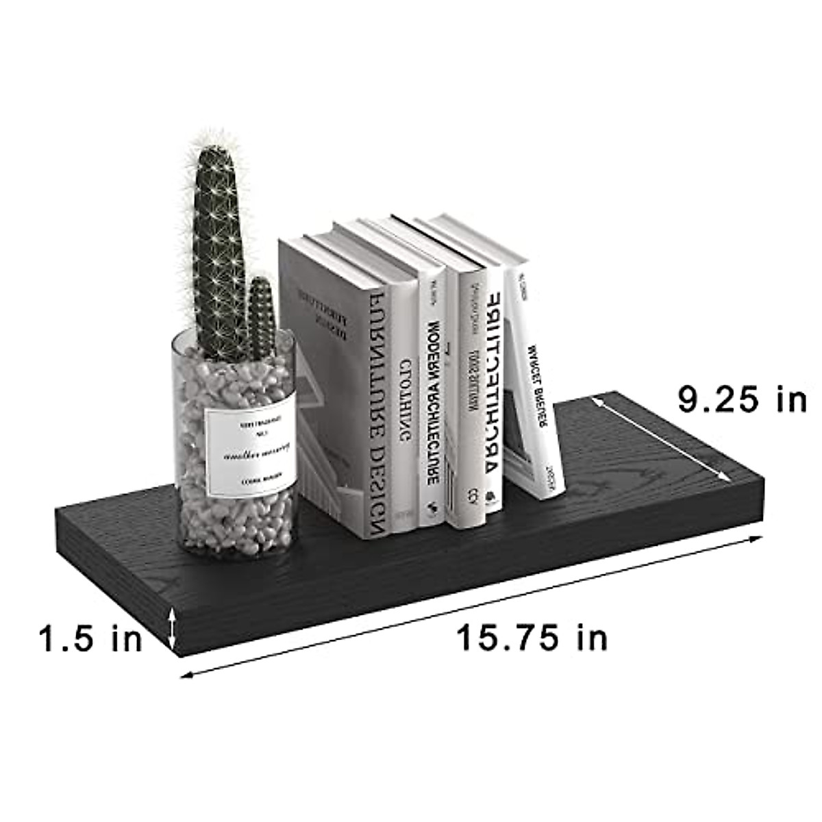 Bundled Black Floating Shelves of GREENDEW Wood Shelves Invisible Mounted (Set of 2) and Corner Wall Shelf 5-Tier for Living Room, Bedroom, Bathroom, Kitchen, Office Storage