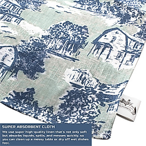 KitchenVIA Red Chicken Co. Linen Tea Towel Set - Rustic Farmhouse Pattern, Soft and Durable for Kitchen Cleaning and Dining