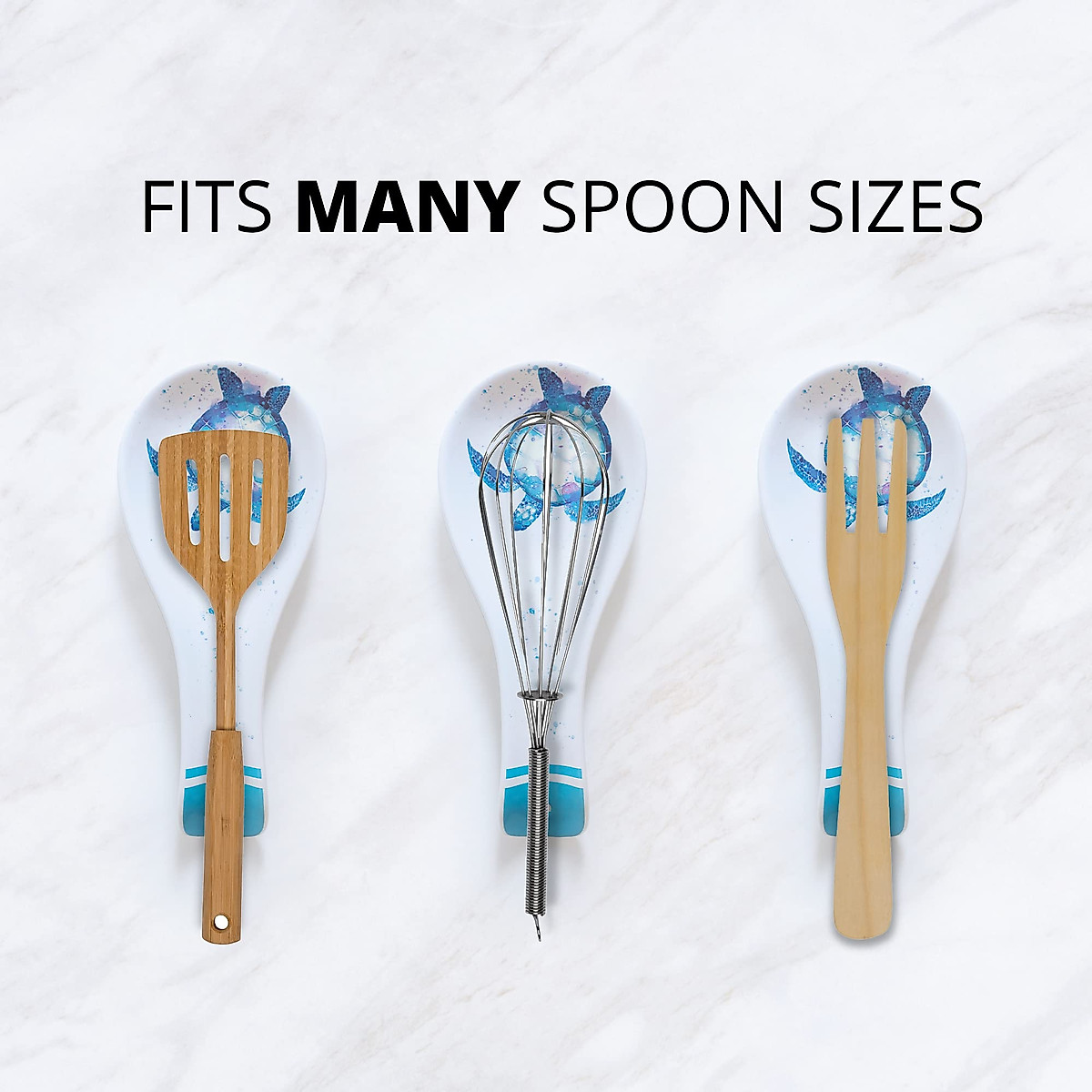 Large Spoon Holder - Sea Turtle Spoon Rest - Nautical, Ocean Beach Decor - Utensil Holder/Ceramic Spoon Holder for Kitchen - Great Kitchen Gift for Men, Women, Friends, or Birthdays