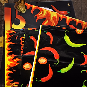 Tkifoda Chili Cook Off Decorations, 71" x 24" Chili Cook Off Banner, 3 Pcs Chili Pepper Plastic Tablecloth Table Cover 53" x 108", Mexican Fiesta Chili Cooking Party Supplies