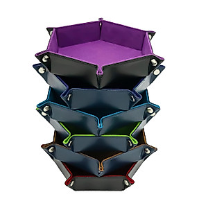 TINY GREMLIN - Dice Tray - Purple Hexagonal Collapsible PU Leather Dice Rolling Tray for Tabletop Role Playing Games Including Dungeons and Dragons (DND - D&D), Pathfinder, and Others
