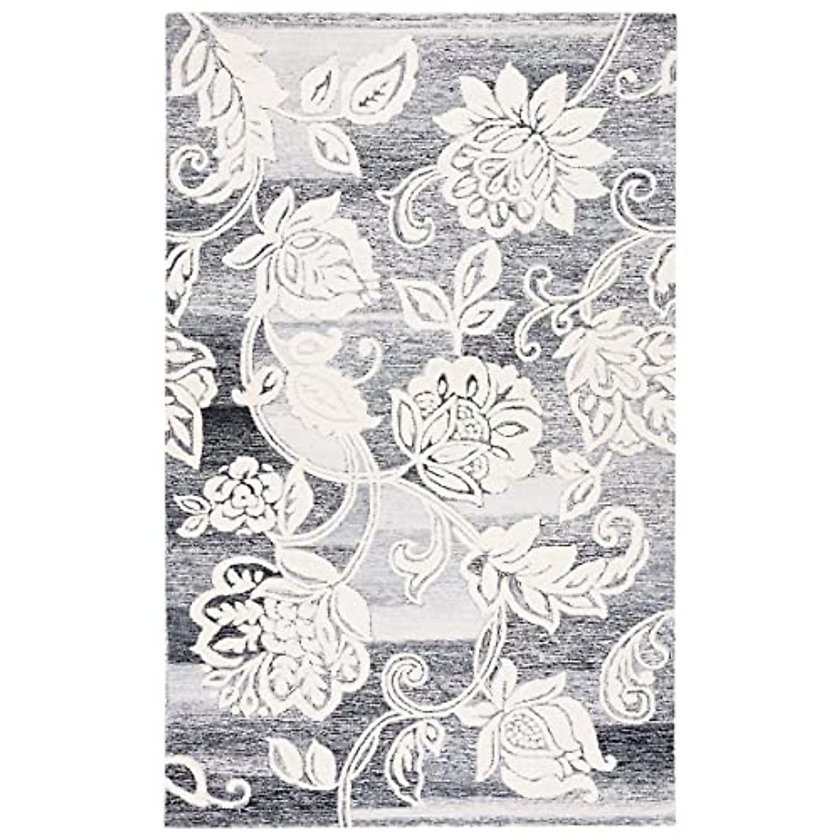 Safavieh Jardin Collection 6' x 9' Black/Ivory JAR731Z Handmade Floral Wool Blend Area Rug