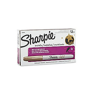 SHARPIE 1823887 Metallic Permanent Markers Gold Dozen