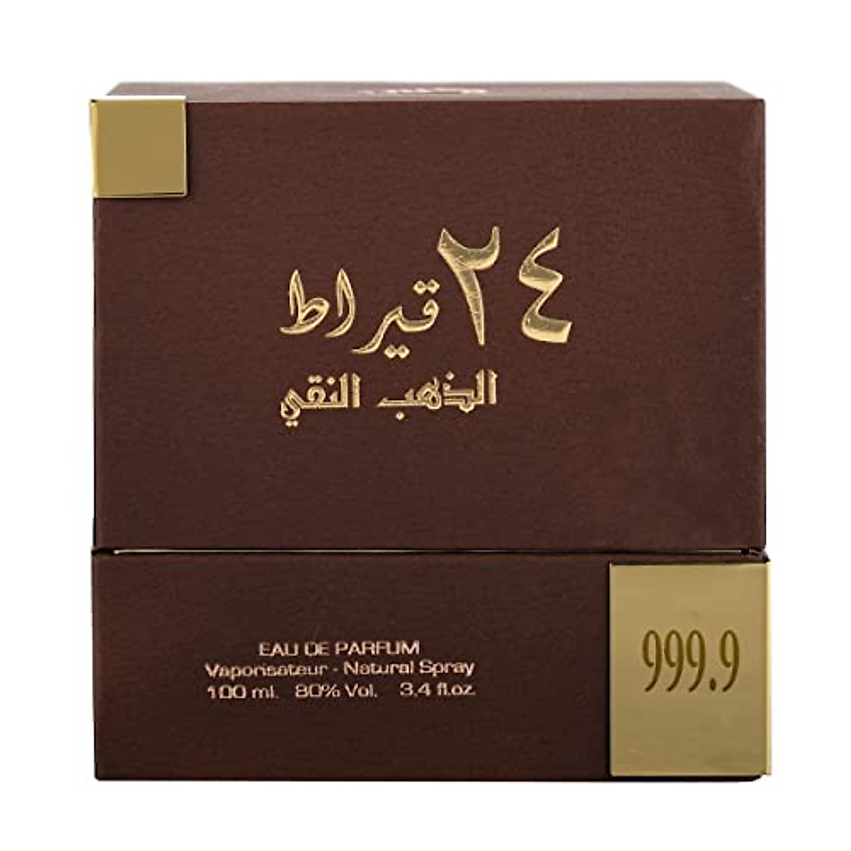 24 Carat EDP - 100 ML (3.4 oz) I Classic combination of Oudh, roses and vanilla I Incense, Amber, Leather, Musk, & Vanilla I Very Strong Smell I Powerful Arabic Attar perfume I by Lattafa (24 Carat Pure Gold)