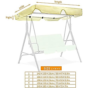 BTURYT Swing Canopy Replacement Cover, Waterproof Canopy Top Cover for 2/3 Seater Swing Chair Awning Swing Cover for Outdoor Garden Patio Yard,(top Cover only)