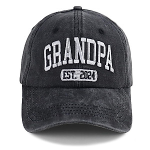 Grandpa and Grandma Est 2024 Hats for Men Women, New Grandparents Birthday Gifts for Baby Announcement, First Time Grandpa Grandma Baseball Cap Black