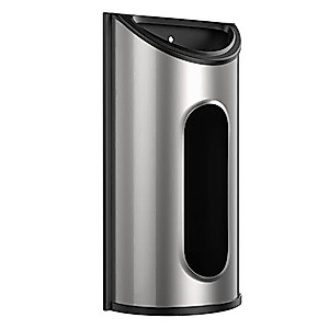 Plastic Bag Holder, Grocery Bag Holder and Dispenser for Plastic Bags,Wall Mount Bag Saver,Kitchen Trash Bag Organizer,Fingerprint Resistant,Brushed Stainless Steel,Matte Silver
