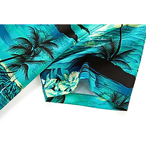 EUOW Men's Hawaiian Shirt Short Sleeves Printed Button Down Summer Beach Dress Shirts(Multicolored BL3,XL)