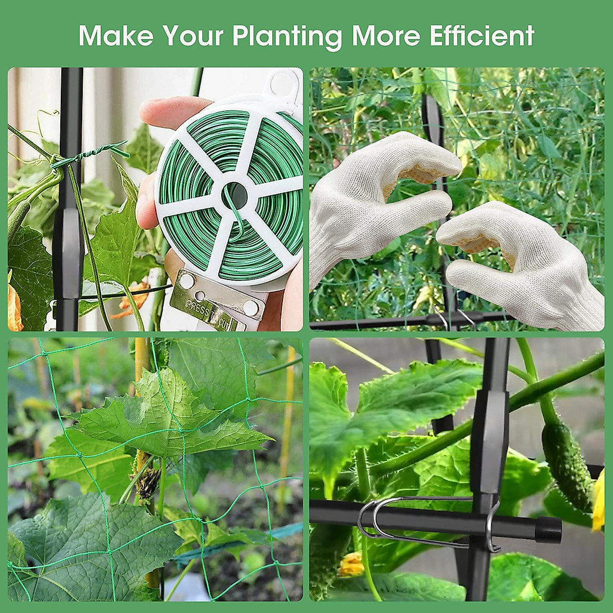 Cucumber Trellis for Garden Vegetable Trellis,63" x 63" U-Shaped Metal Garden Trellis Arch Plant Grow Support Frame for Climbing Plants Support Vegetable Flower Fruits Vine,with Nylon Netting(Black)