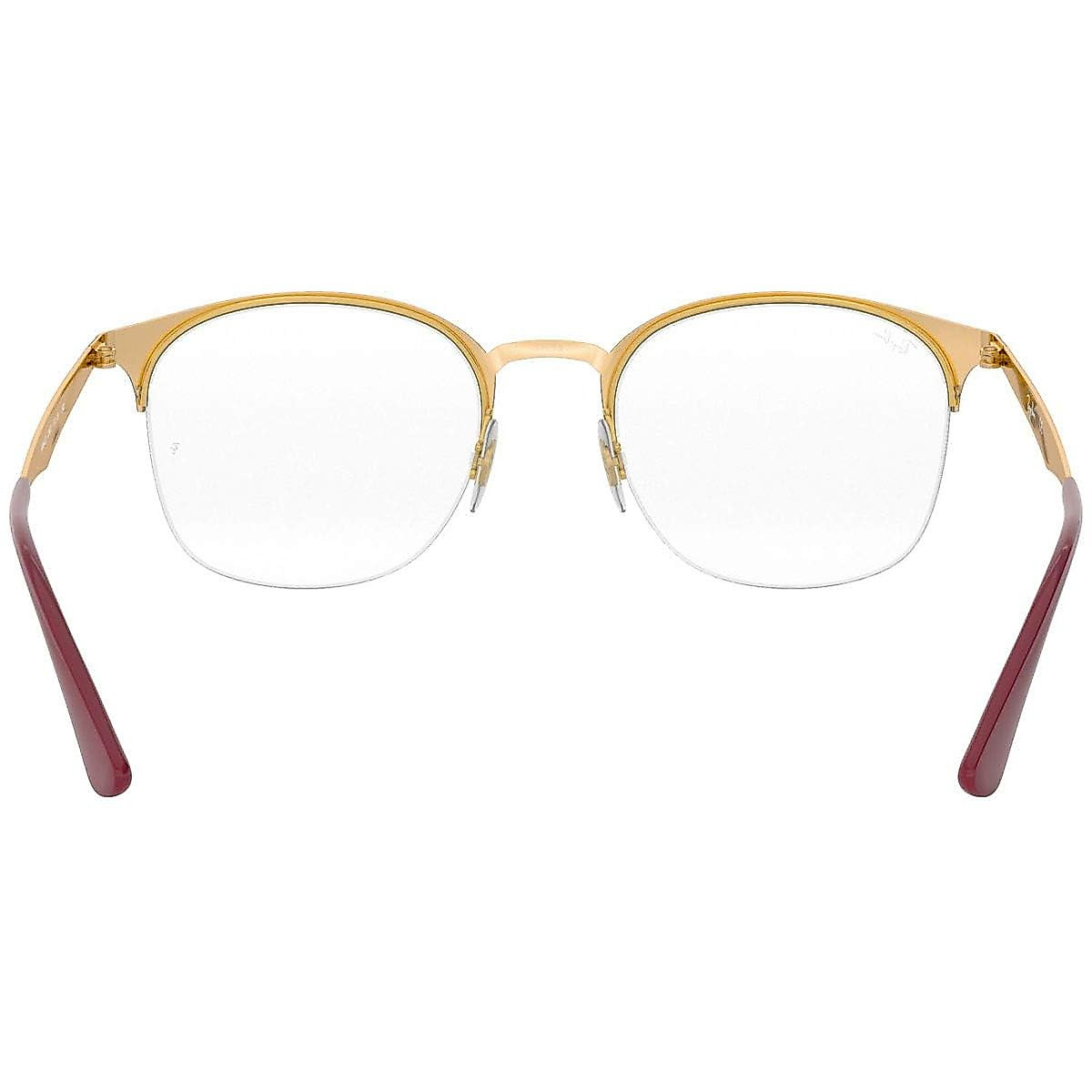 Ray-Ban RX6422 Square Prescription Eyeglass Frames, Matte Bordeaux On Rose Gold/Demo Lens, 49 mm