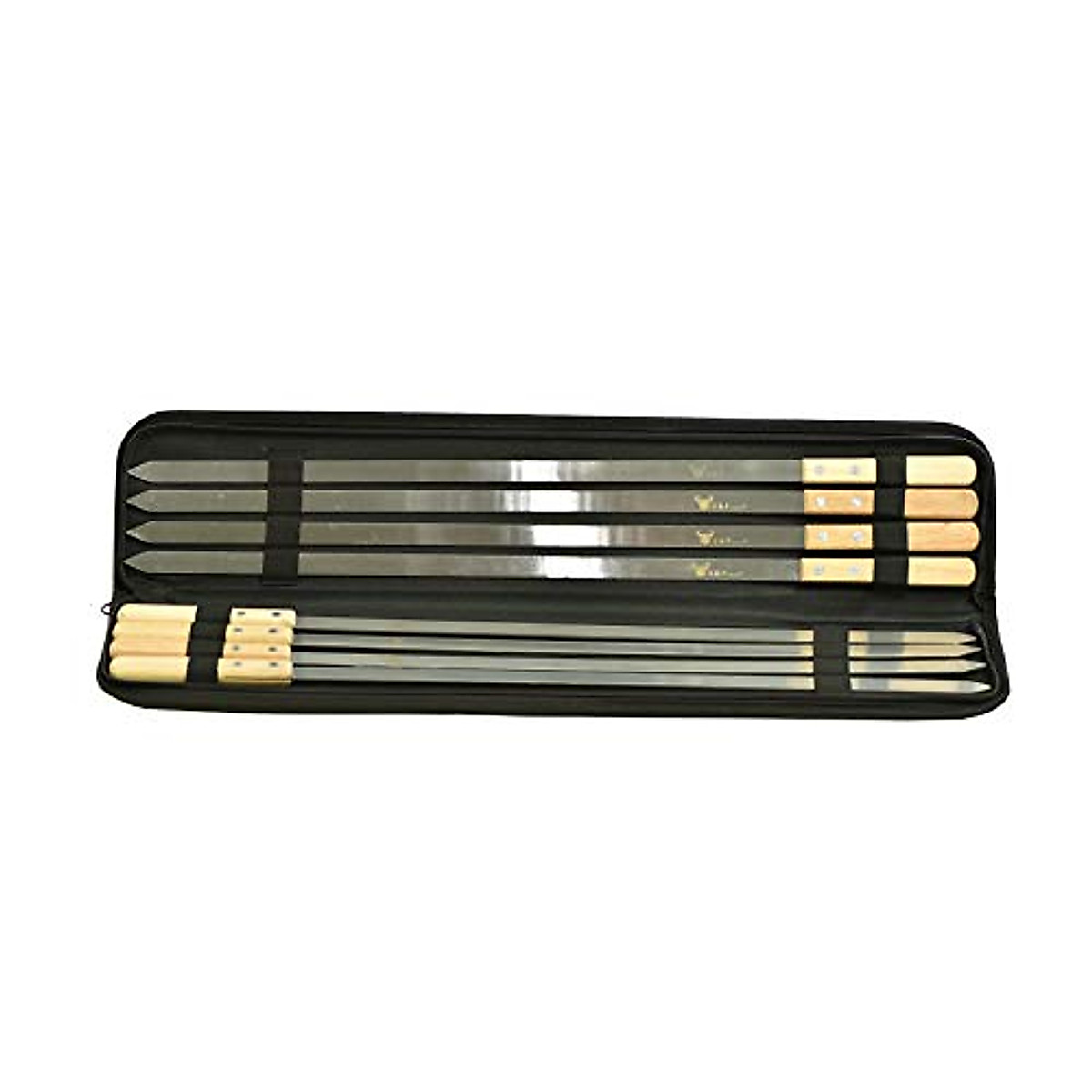 G & F Products 25619 2020 23 Inch Long 5/8 Inch Wide 2mm Thin Stainless Steel BBQ Skewer 8 Piece, Silver