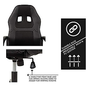 Office Chair PC Gaming Chair Cheap Desk Chair Ergonomic PU Leather Executive Computer Chair Lumbar Support for Women, Men (Black)