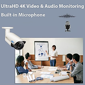 GW Security 8MP 4K H.265 UltraHD 3840 x 2160P PoE Outdoor Weatherproof Security IP Bullet Camera with 2.7-13.5mm Motorized Zoom Lens (GW805201M)