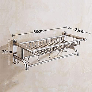 XHALERY Bath Racks,Shower Corner Wall-Mounted Storage Rack 304 Stainless Steel 2-Layer Hook Towel Rack for Kitchen Bathroomshelves