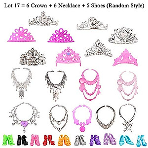 BARWA 10 Pcs Dresses with 17 Accessories Handmade Doll Clothes and Accessories Wedding Gowns Party Dresses for 11.5 inch Dolls